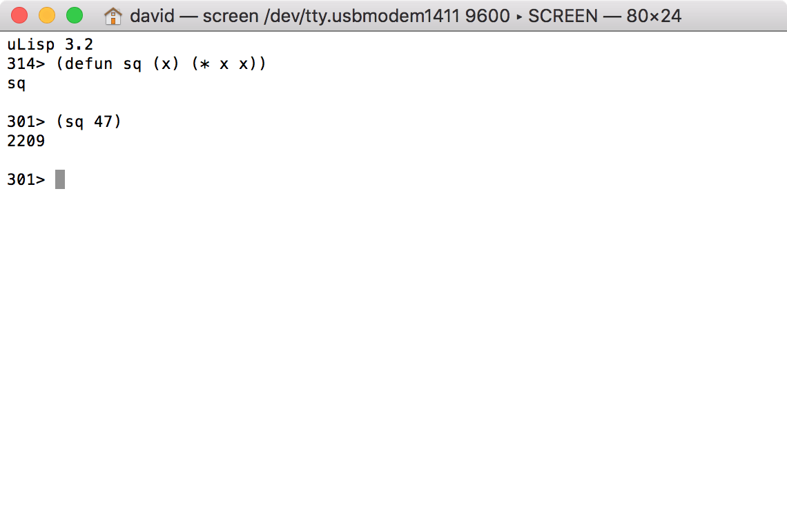 uLisp - Using uLisp from a terminal